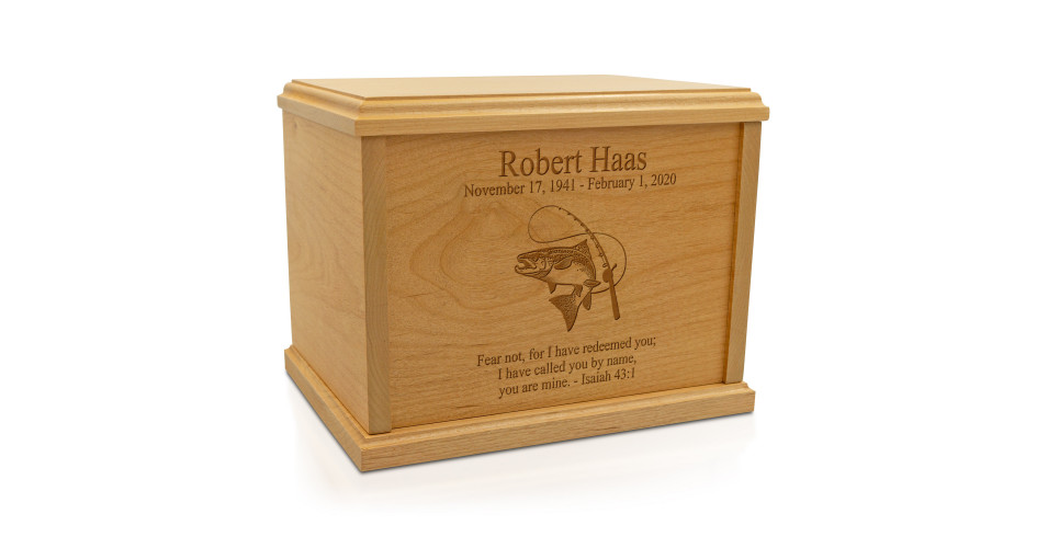 Salmon Fishing Cremation Urn - Signature Alder