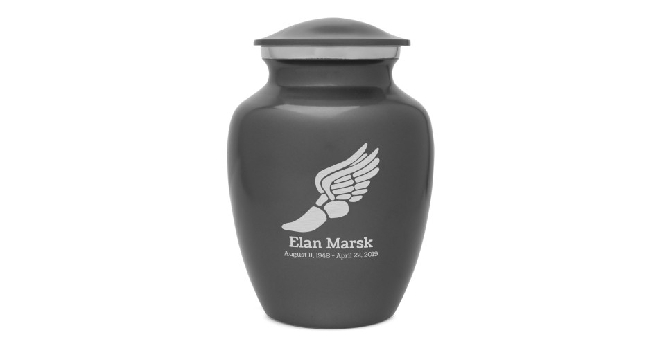 Winged Foot Running Sharing Urn - Gunmetal Gray