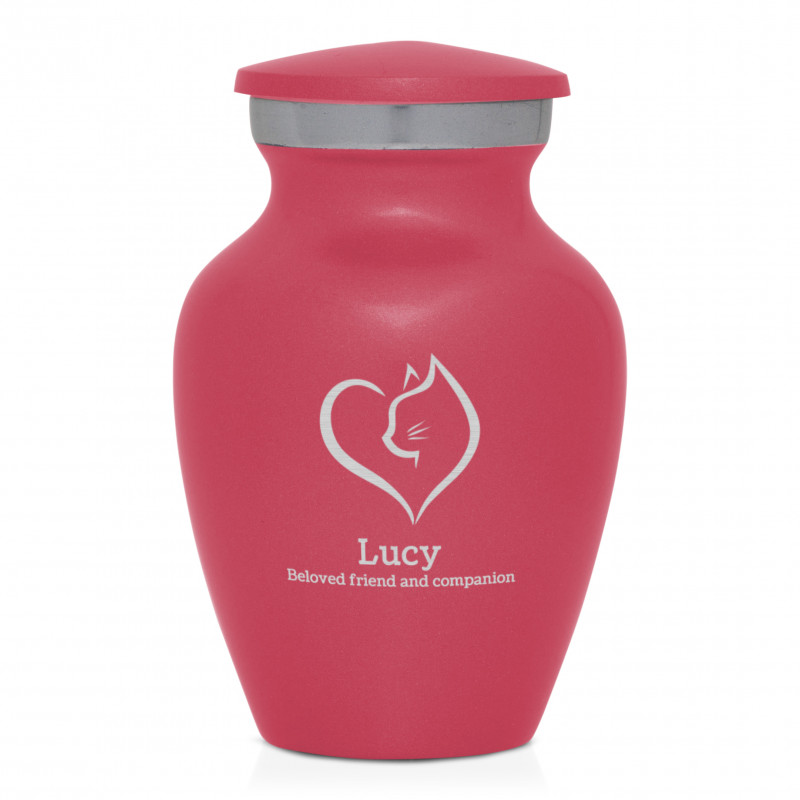 Keepsake Loving Cat Pet Cremation Urn - Rose Pink