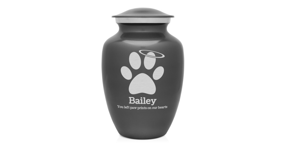 Large Angel Paw Pet Cremation Urn - Gunmetal Gray