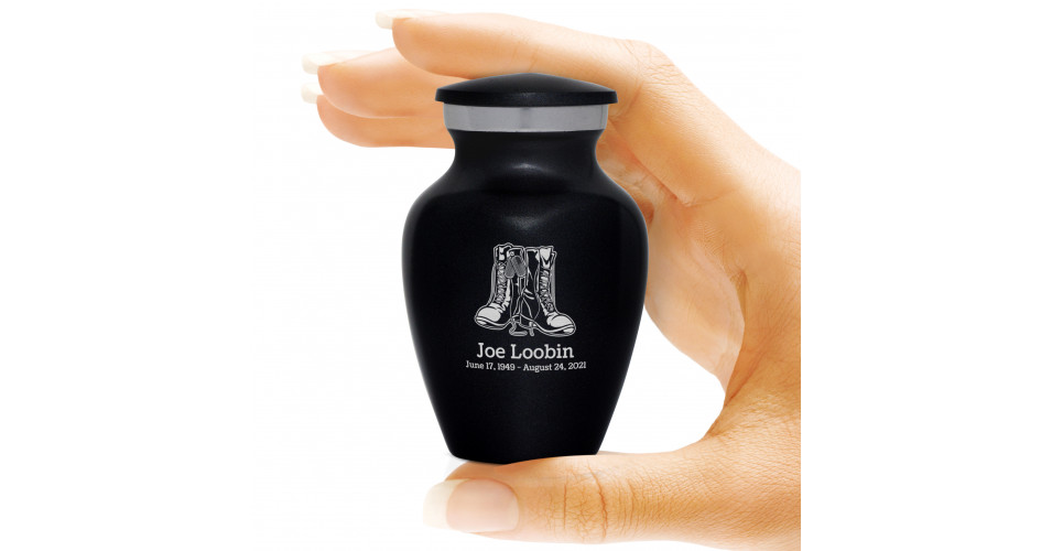 Veteran Combat Boots Keepsake Urn - Jet Black