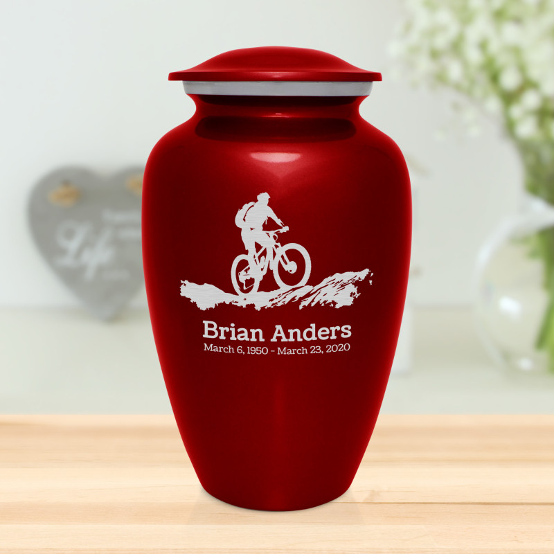 Mountain Bike Cremation Urn - Ruby Red - Green Meadow Memorials