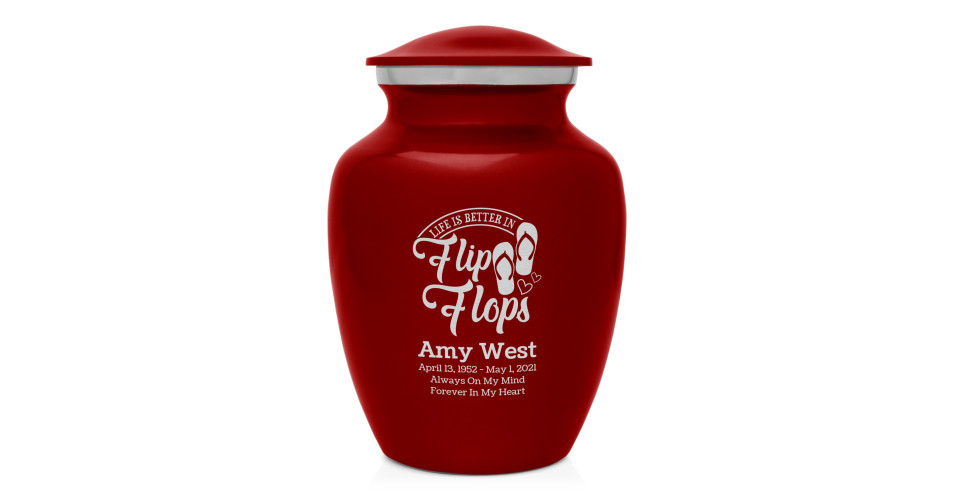 Flip Flops Sharing Urn - Ruby Red - Green Meadow Memorials