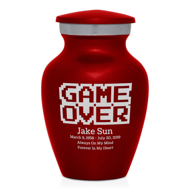 Game Over Keepsake Urn - Ruby Red - Green Meadow Memorials
