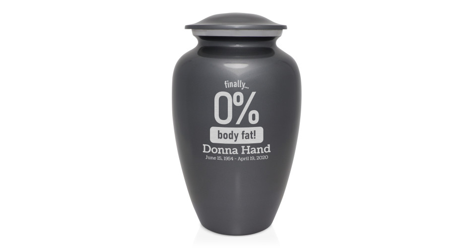 Zero Percent Body Fat Cremation Urn - Gunmetal Gray