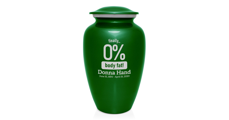 Zero Percent Body Fat Cremation Urn - Shamrock Green