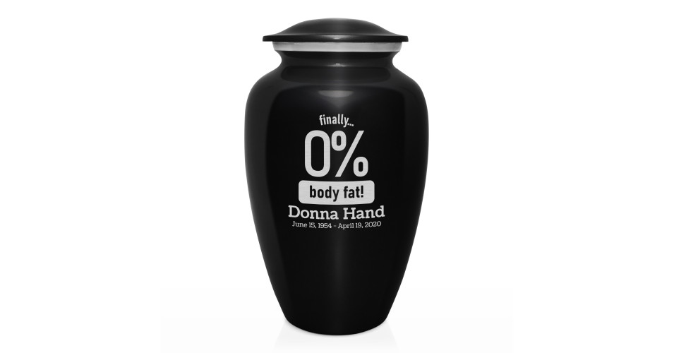 Zero Percent Body Fat Cremation Urn - Jet Black - Green Meadow Memorials