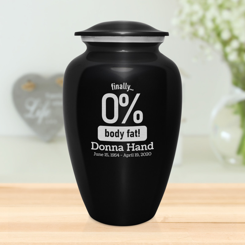 Zero Percent Body Fat Cremation Urn - Jet Black - Green Meadow Memorials