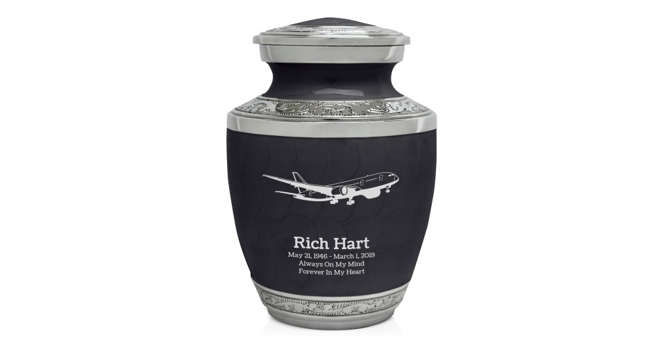 Commercial Airplane Sharing Urn - Ebony Black