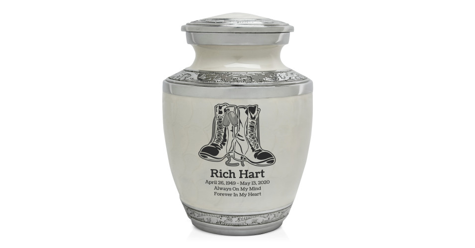 Veteran Combat Boots Sharing Urn - Radiant White