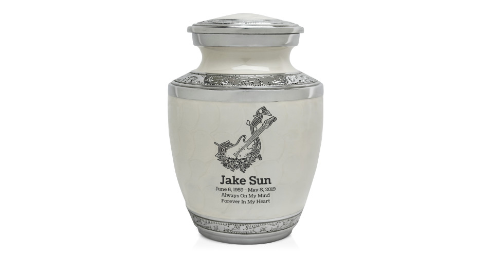 Flowered Electric Guitar Sharing Urn - Radiant White