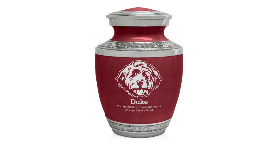 Small Cockapoo Pet Cremation Urn - Rose Red