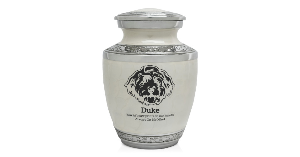 Small Cockapoo Pet Cremation Urn - Radiant White