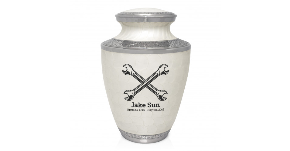 Mechanic Wrench Cremation Urn - Radiant White