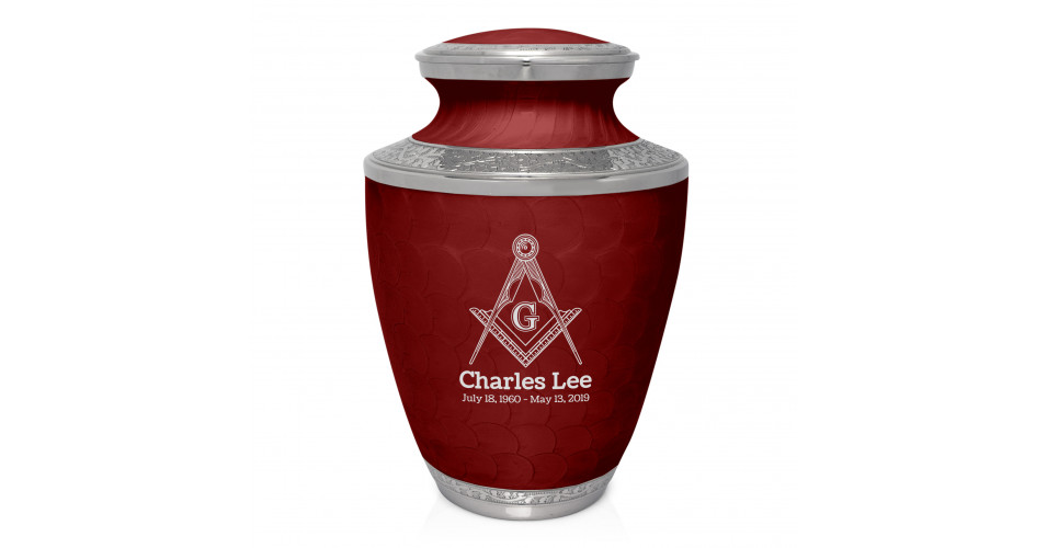Masonic Cremation Urn - Rose Red
