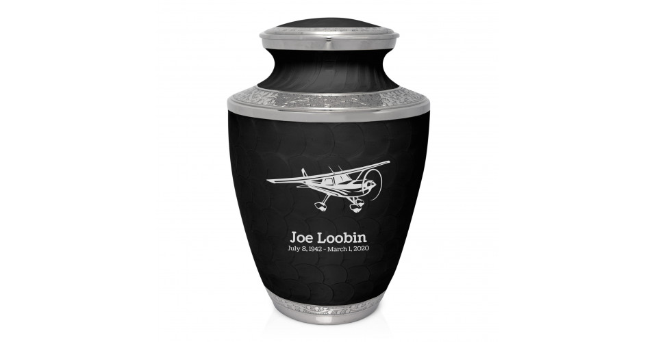Plane Cremation Urn - Ebony Black