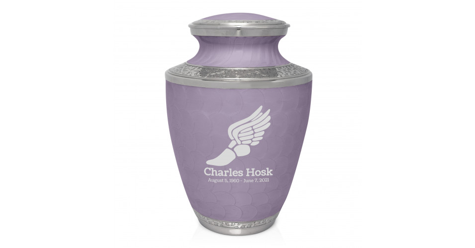 Running - Winged Foot Cremation Urn - Regal Purple