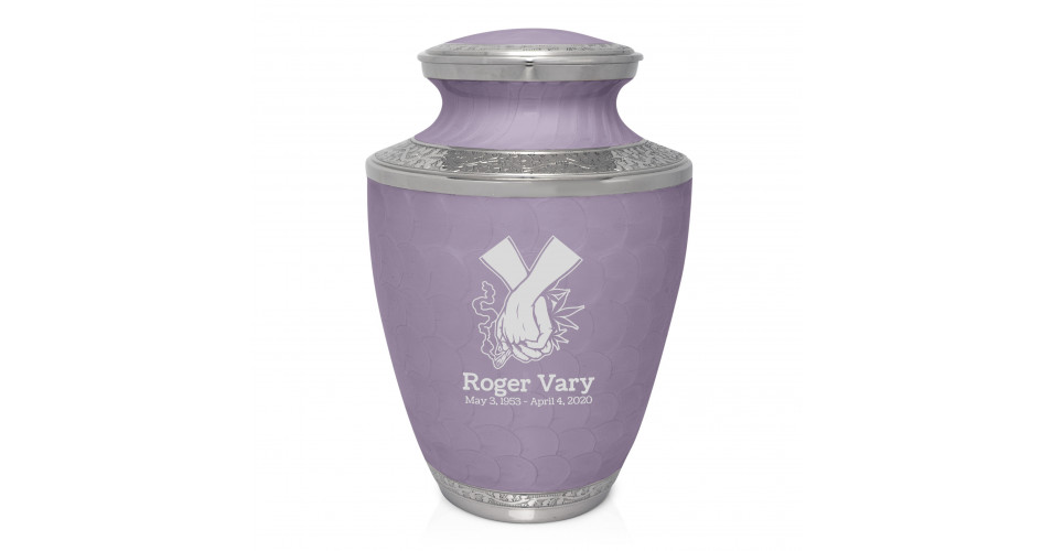 Marijuana Holding Hands Cremation Urn - Regal Purple