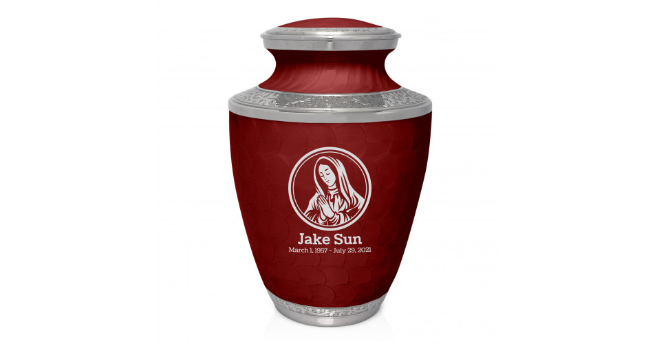 Mother Mary Cremation Urn - Rose Red