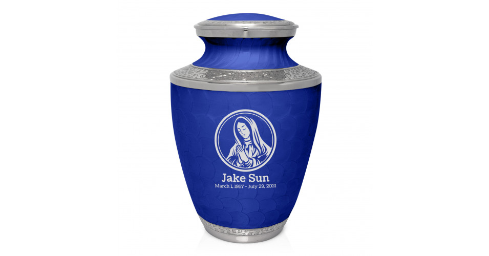 Mother Mary Cremation Urn - Royal Blue