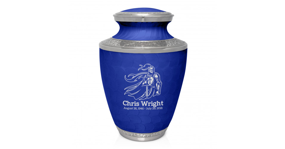 Knight Cremation Urn - Royal Blue
