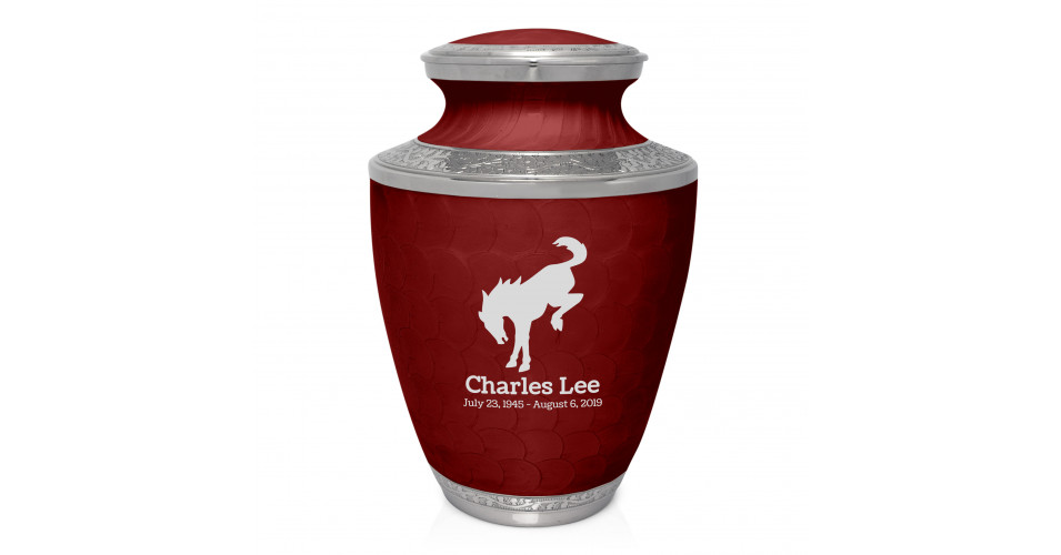 Bronco Cremation Urn - Rose Red