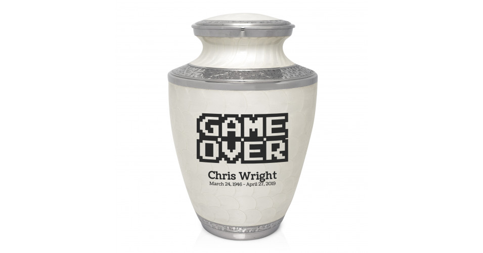 Game Over Cremation Urn - Radiant White