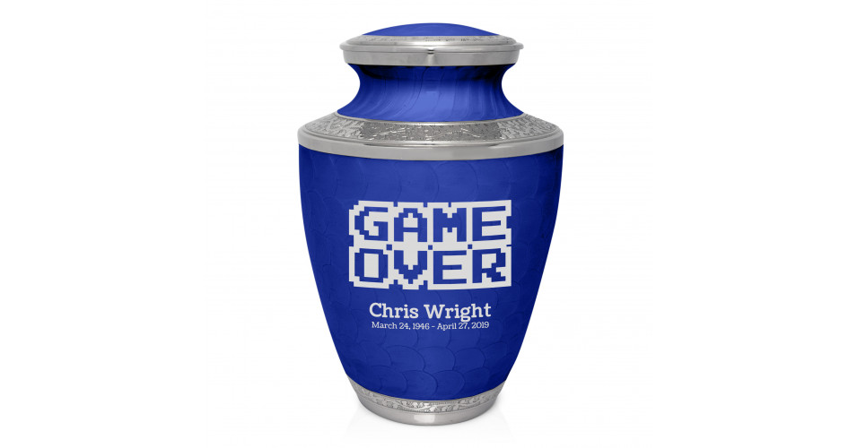 Game Over Cremation Urn - Royal Blue