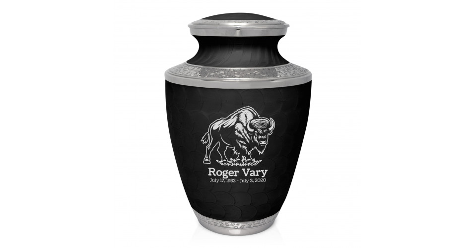 Buffalo Cremation Urn - Ebony Black