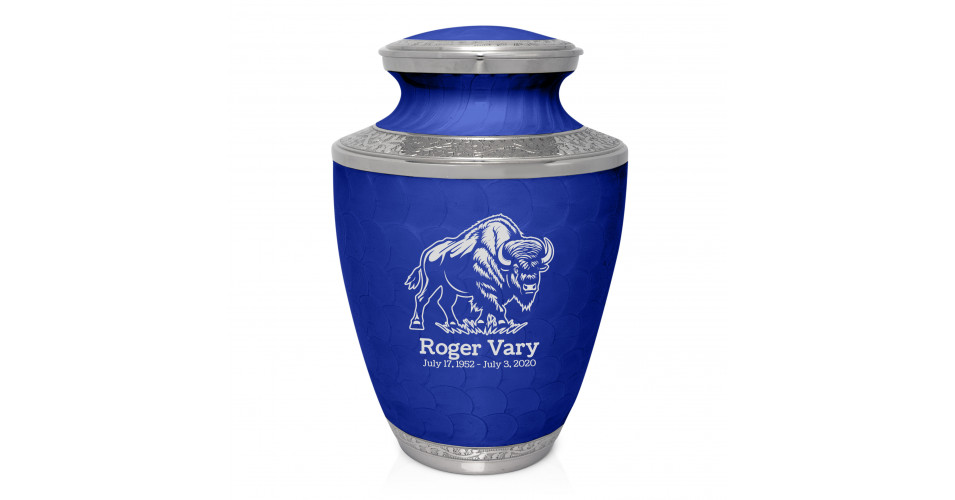 Buffalo Cremation Urn - Royal Blue