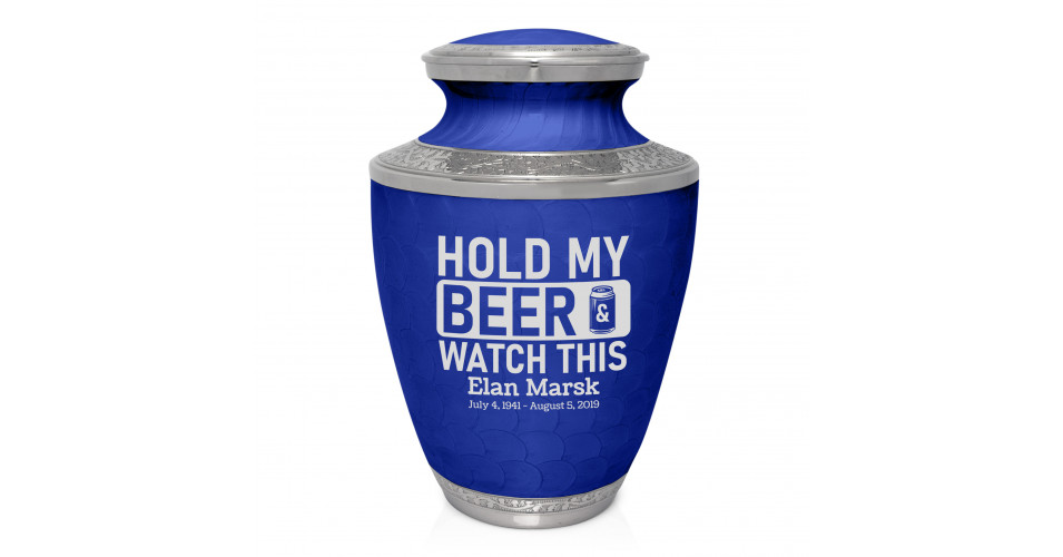 Hold My Beer Watch This Cremation Urn - Royal Blue