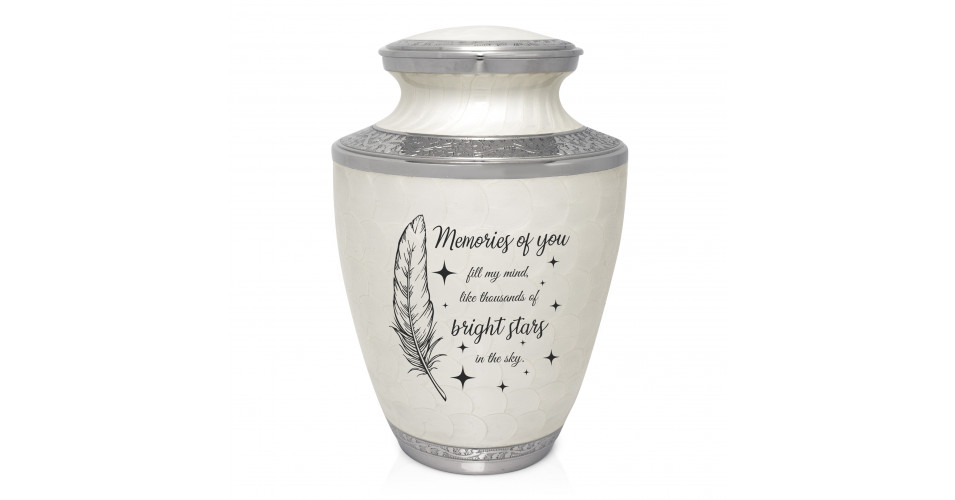 Memories Of You - Bright Stars Cremation Urn - Radiant White