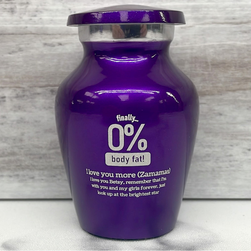 Zero Percent Body Fat Keepsake Urn - Purple Luster - Green Meadow Memorials
